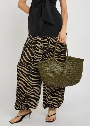 Dragon Diffusion Nantucket Big Woven Leather Tote Bag - Khaki