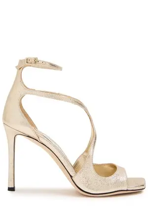 JIMMY CHOO Azia 95 Metallic Brilliance Sandals - Silver