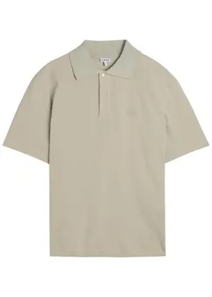 Loewe Logo-embroidered Piqué Cotton Polo Shirt - Grey