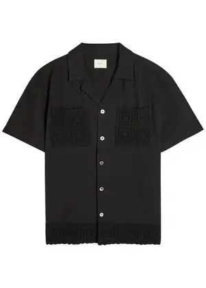 CHE Inigo Crot-trim Cotton And Linen-blend Shirt - Black