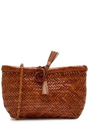 Dragon Diffusion Minsu Woven Leather Cross-body Bag - Tan