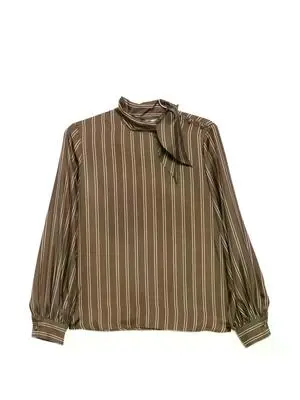 Max Mara Striped Pussy-bow Blouse - Brown