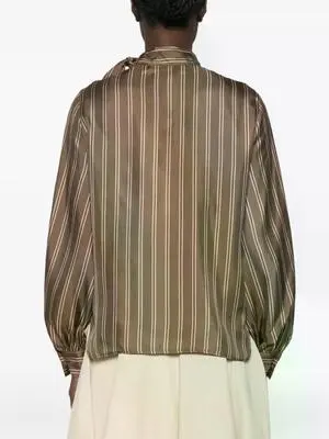 Max Mara Striped Pussy-bow Blouse - Brown