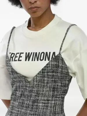 Off-White Tweed Effect Layered Midi Dress