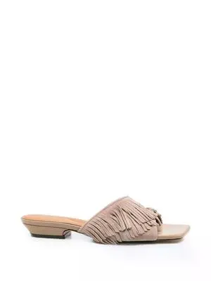 SERGIO MORETTI FIRENZE Fringed Suede Sandals - Neutrals