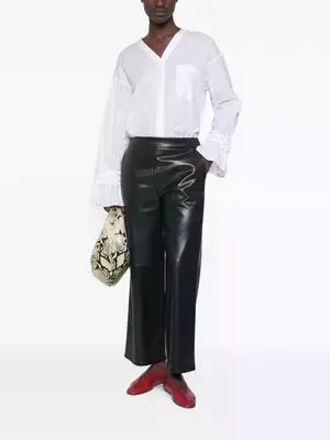 Max Mara Amati Faux-leather Cropped Palazzo Pants - Blue