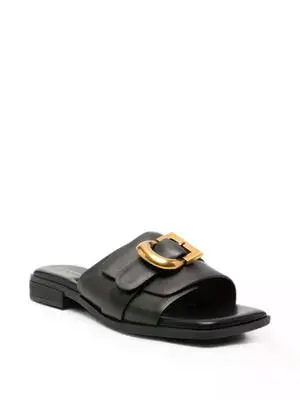 SERGIO MORETTI FIRENZE Buckle-detail Square-toe Sandals - Black