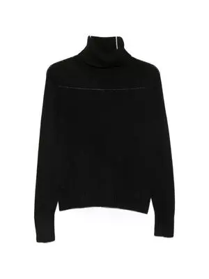 ARAGONA Roll-neck Ribbed-trim Sweater - Black