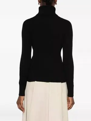 ARAGONA Roll Neck Ribbed Trim Sweater