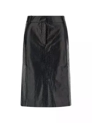 Andamane The Attico Snake-effect Midi Skirt - Black