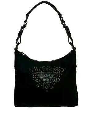 Prada 1990-2000 Vela Grommet Shoulder Bag - Black
