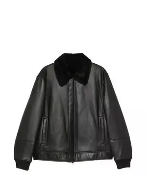 YVES SALOMON Fur-collar Leather Jacket - Black