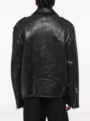 Off-White Shearling Biker Jacket Craq With Vintage Effect