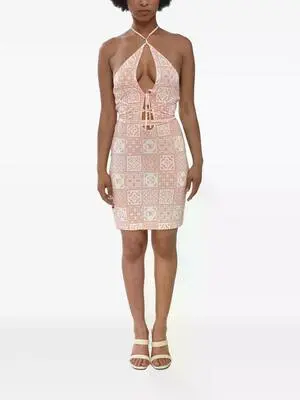 Off-White Maiolica Lace-up Mini Dress - Pink