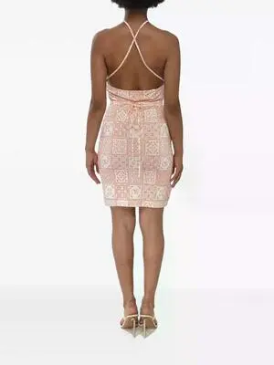 Off-White Maiolica Print Halterneck Mini Dress - Pink