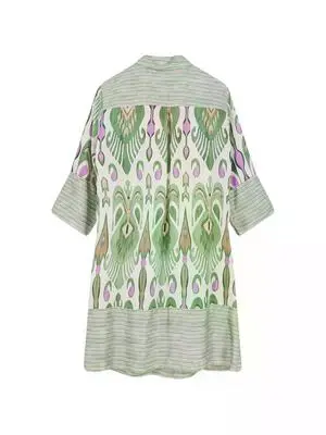 BYE FIRENZE Ikat-print Button-down Mini Dress