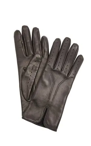 Saint Laurent Leather And Silk Slit Gloves - Black