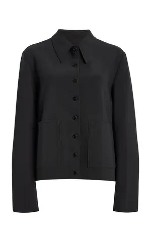 BIRROT Point Collar Crepe Jacket - Black