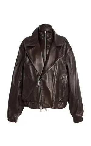 Brandon Maxwell Specialorder-the Emmett Leather Motorcycle Jacket - Brown