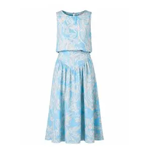 OH!ZUZA NIGHT&DAY Printed Wide-strap Top & Midi Skirt Set - Blue