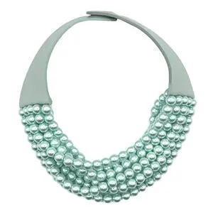 Fairchild Baldwin Bella Glass Pearl Steel Aqua Necklace - Blue