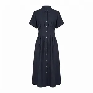 YUMI Stretch Midi Shirt Dress