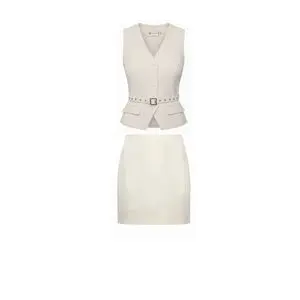 ALINA CERNATESCU Ivory Vest And Mini Skirt Matching Set