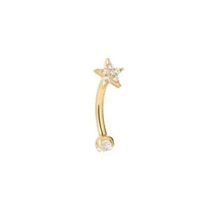 VANCHI Crystal Star Titanium Rook Barbell - Gold