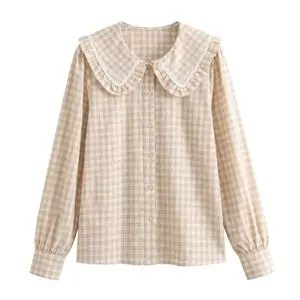 LATELIER LONDON L'atelier London Gingham Frill Collar Blouse
