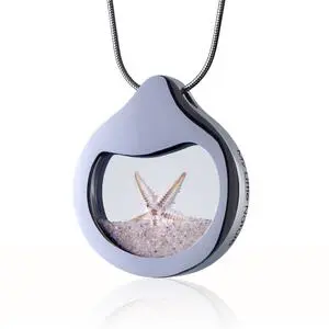 MY LITTLE NATURE The Drop" Pendant Necklace With Starfish And Beach Sand - Brown/silver
