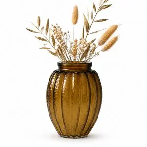 MARLETH Sandblasted Amber Pumpkin Vase - Brown
