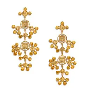 DHWANI BANSAL Gold Plated Chandelier Earrings With Citrine Glass Gems - Gold/yellow