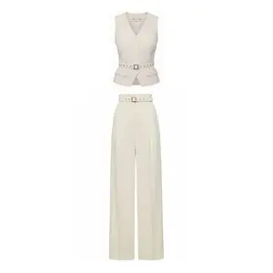 ALINA CERNATESCU Ivory Waistcoat And Trousers Set