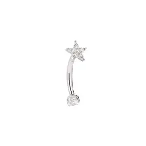VANCHI Crystal Star Titanium Rook Barbell In Platinum - Silver