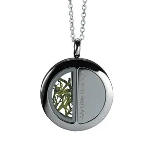 MY LITTLE NATURE Two Tone Necklace With Natural Moss Pendant