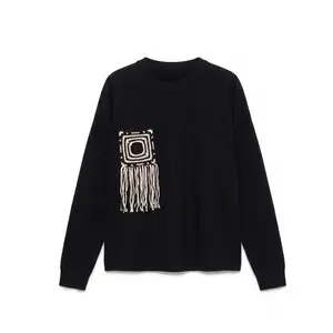 TANTRA SPAIN SL Knitted Sweater With Pocket And Crochet Detail - Black