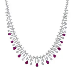 LATELITA Duchess Ruby Statement Necklace In Sterling Silver