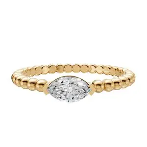 AYA FINE JEWELRY 0.30 Ctw Marquise Lab Diamond Beaded Ring In 14k Gold - Yellow
