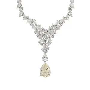 LATELITA London Lydia Statement Necklace In Moissanite Silver - Silver/white