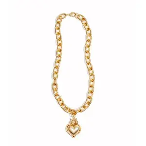 Lovard Smooth Hearts Aflame Chunky Chain Necklace - Gold