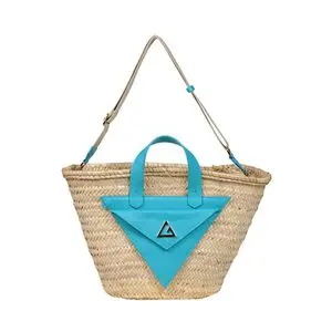 LE TRAP Woven Basket With Removable Leather Clutch