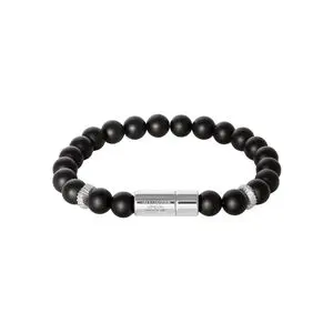 Tateossian Mobius Bead Bracelet With Black Agate And Rhodium-plated Sterling Silver - Black/silver