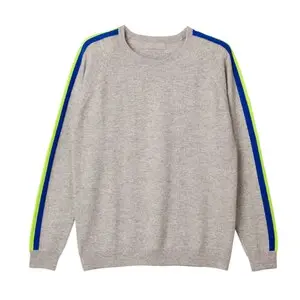COVE Neon Stripe Cashmere Jumper - Grey