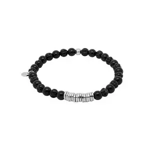 Tateossian Black Agate And Sterling Silver Beaded Bracelet - Black/silver