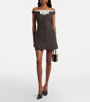 SELF-PORTRAIT Off-shoulder Appliqué Mini Dress