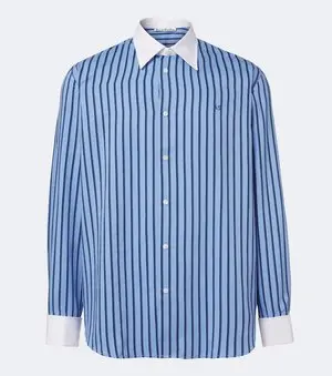Acne Studios Striped Satin Twill Shirt - Blue
