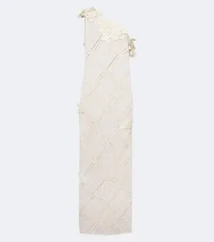 JW Anderson Floral-applique Crochet Cotton Maxi Dress - White
