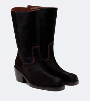 Dries Van Noten Calf Hair Mid-calf Boots - Brown
