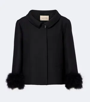 Valentino Garavani Crepe Couture Feather-trimmed Jacket