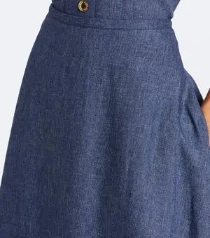 Carolina Herrera Linen, Wool, And Silk-blend Midi Skirt